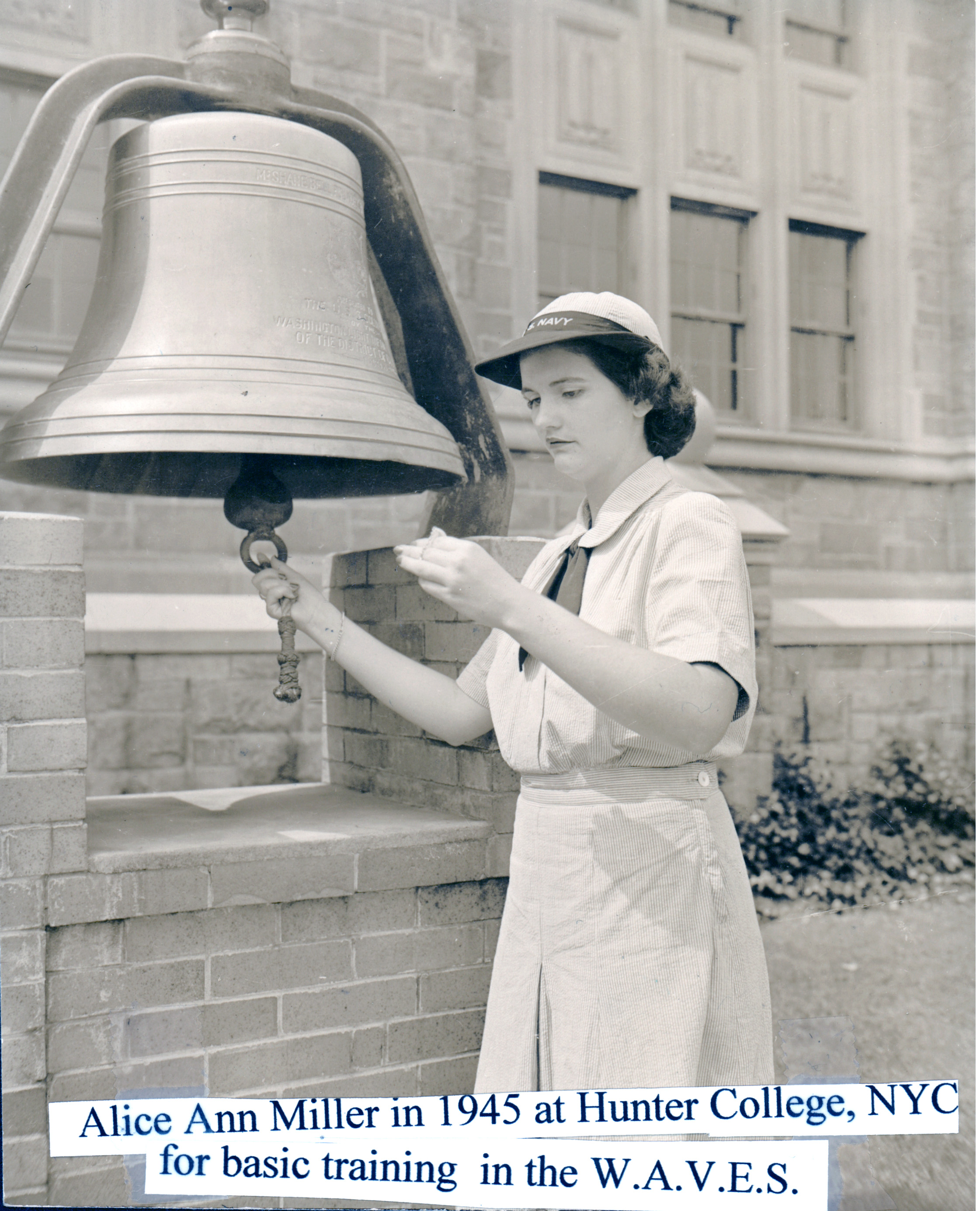 Photo, Alice Ann Miller at Hunter College, WAVES Basic Training, 1945